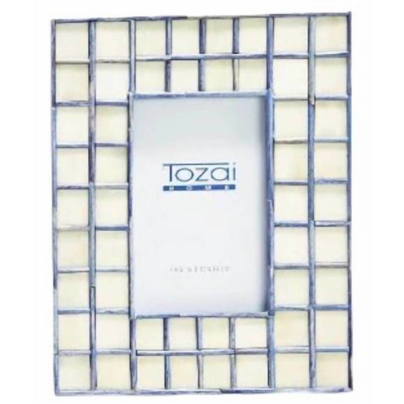 TOZAI | Accents | New Tozai Square Tiled 4x6 Frame In Natural And Blue ...